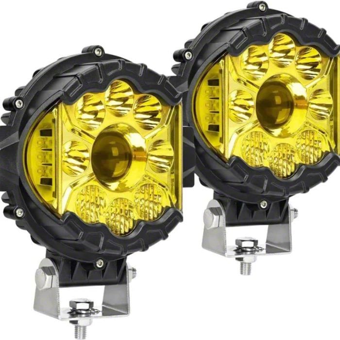 Suparee Tacoma 7-Inch Work Light Yellow Pod Lights; Spot/Beam Pattern ...