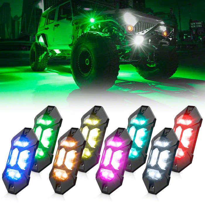 Suparee Tundra RGBW Rock Lights with Phone App and Remote Control; Set ...