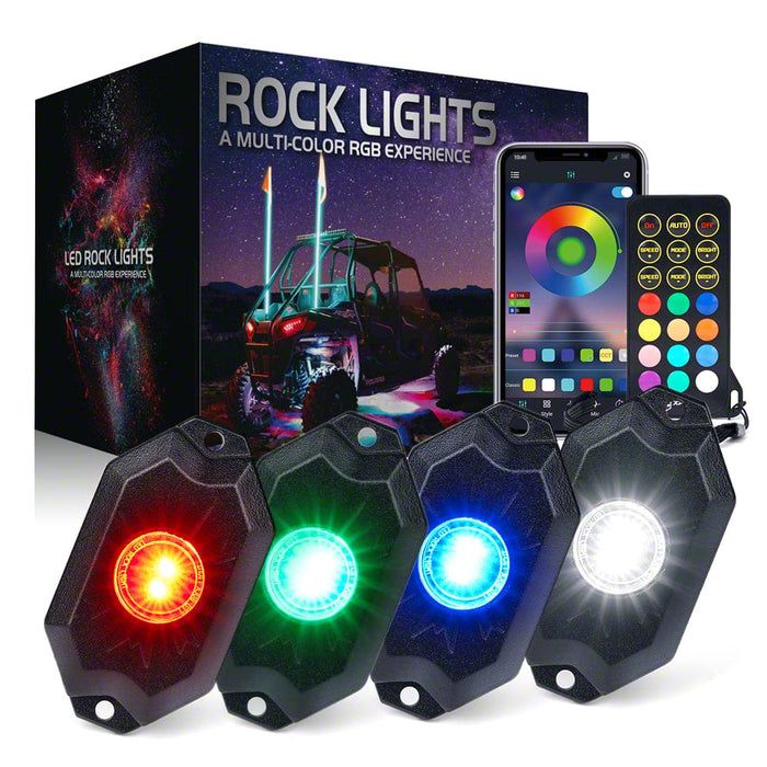 Suparee Tundra Trophy Series RGBW Rock Light Kit with Bluetooth App and ...