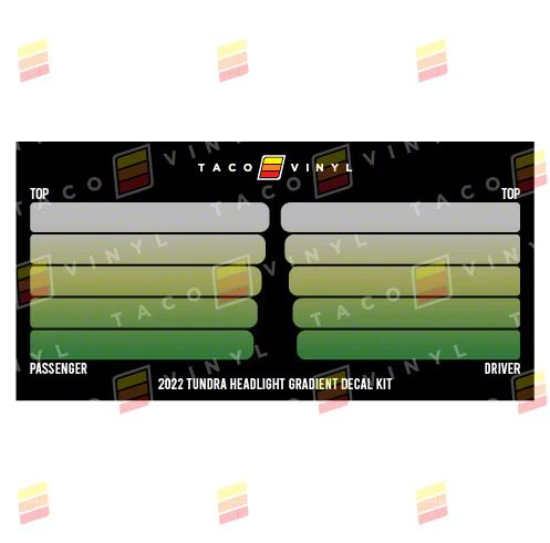 Taco Vinyl Tundra Headlight Gradient Decal Kit; Green Scheme 22TUHDK-GR ...