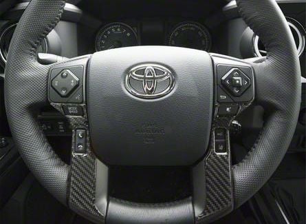 Tacoma 4-Button Steering Wheel Accent Trim; Domed Carbon Fiber (16-23 ...
