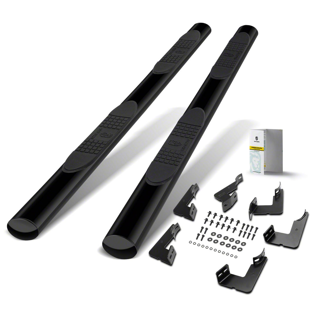 Tacoma 4-Inch Oval Straight Side Step Bars; Black (05-23 Tacoma Double ...