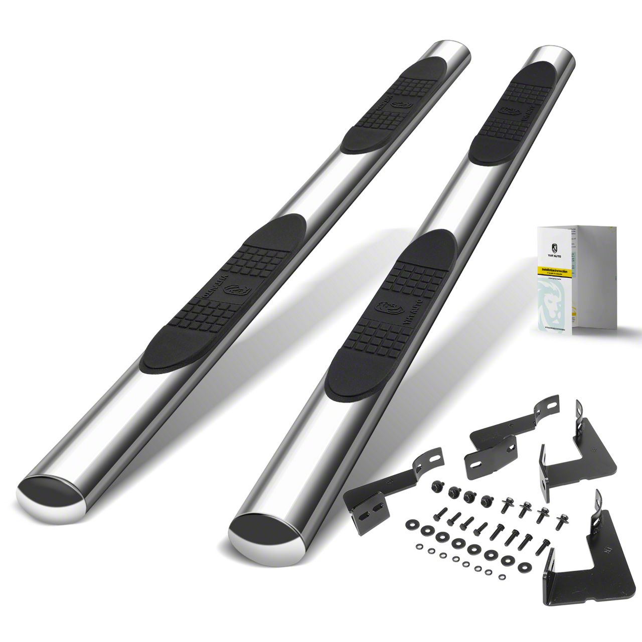 Tacoma 4-Inch Oval Straight Side Step Bars; Chrome (05-23 Tacoma Access ...