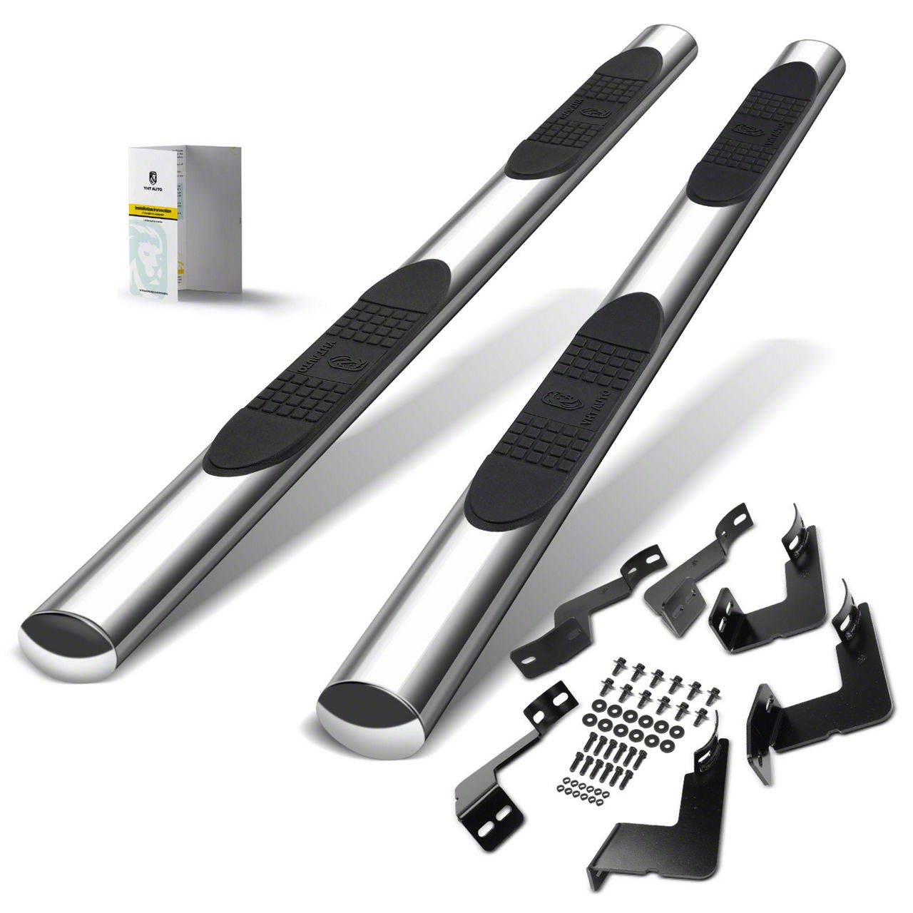 Tacoma 4-Inch Oval Straight Side Step Bars; Chrome (05-23 Tacoma Double ...