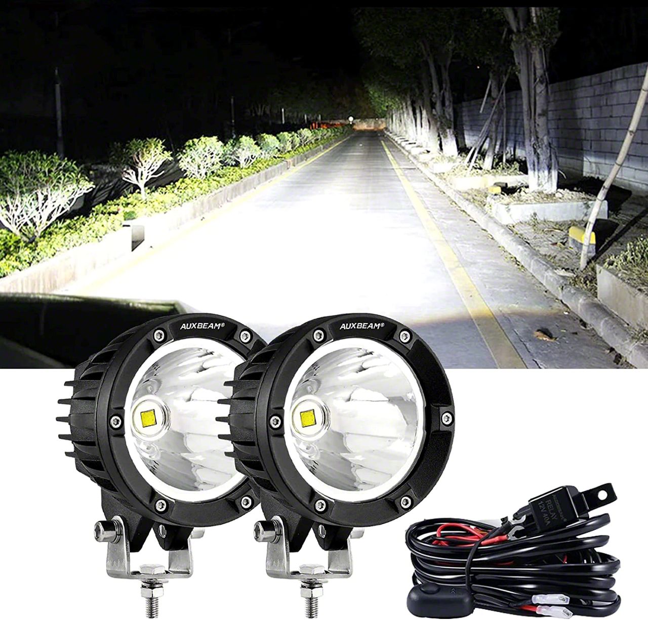Tacoma 4-Inch Round 72W White LED Pod Lights; Spot Beam (Universal ...