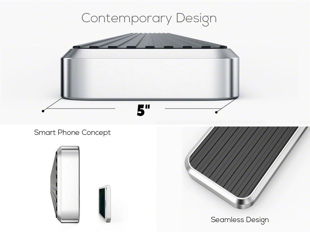 Tacoma 5-Inch iStep Wheel-to-Wheel Running Boards; Hairline Silver (05 ...