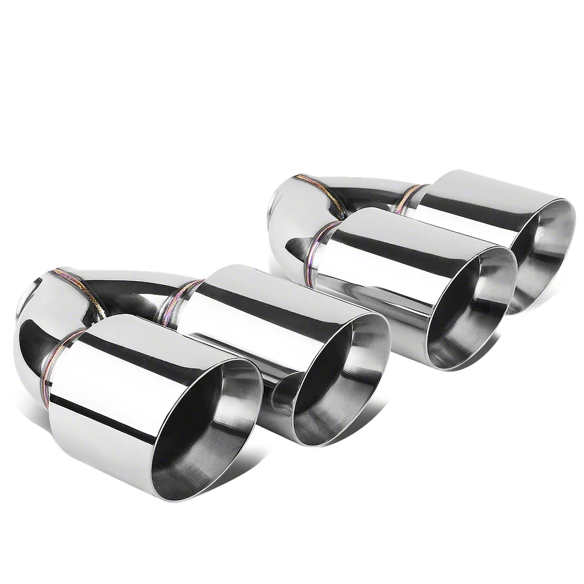Tacoma Angled Cut Dual Round Exhaust Tips; 4-Inch; Polished (Fits 2.50 ...