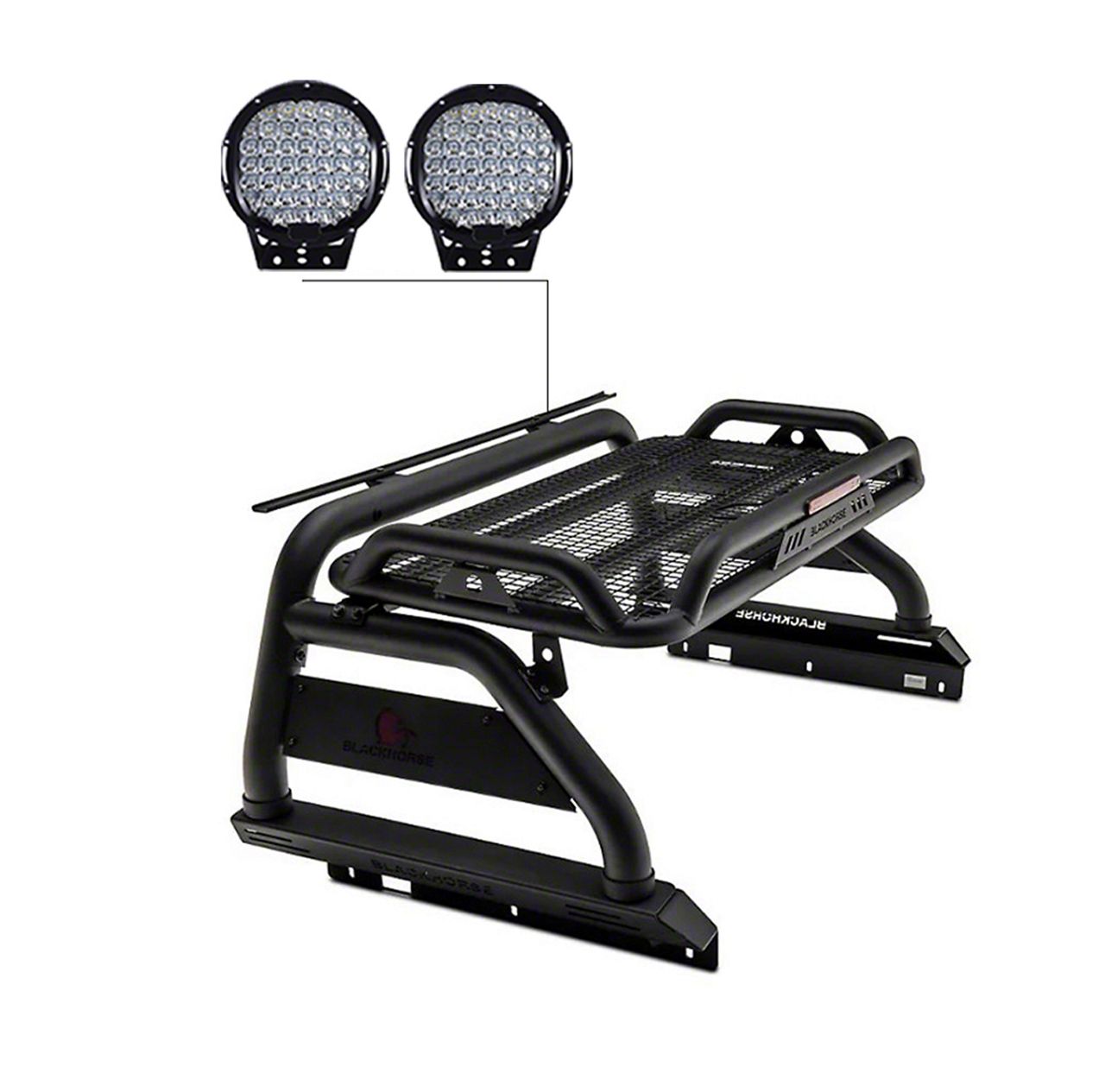 Tacoma Atlas Roll Bar for Tonneau Cover with 9-Inch Black Round LED ...