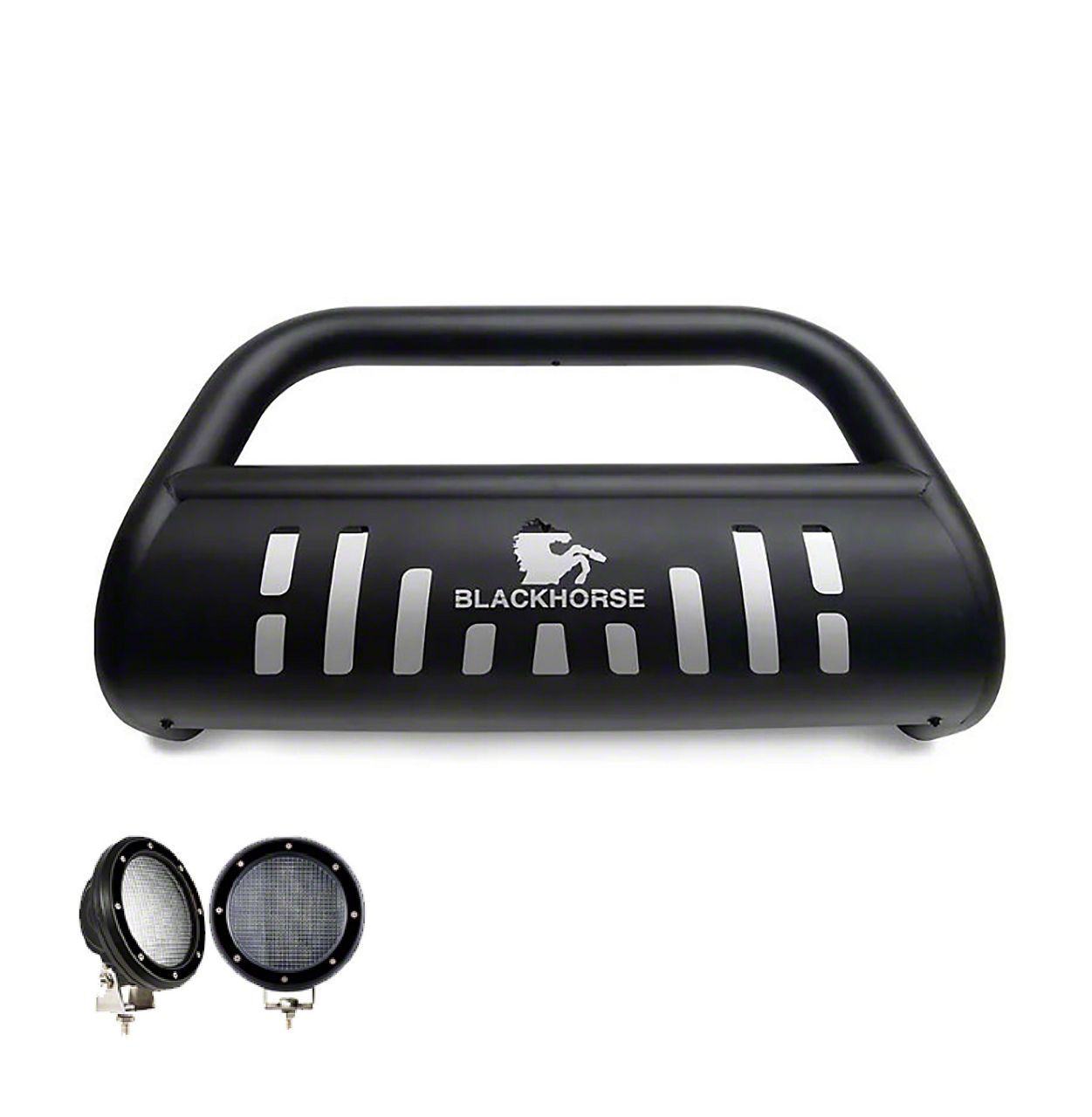 Tacoma Bull Bar with 5.30-Inch Black Round Flood LED Lights; Black (05 ...