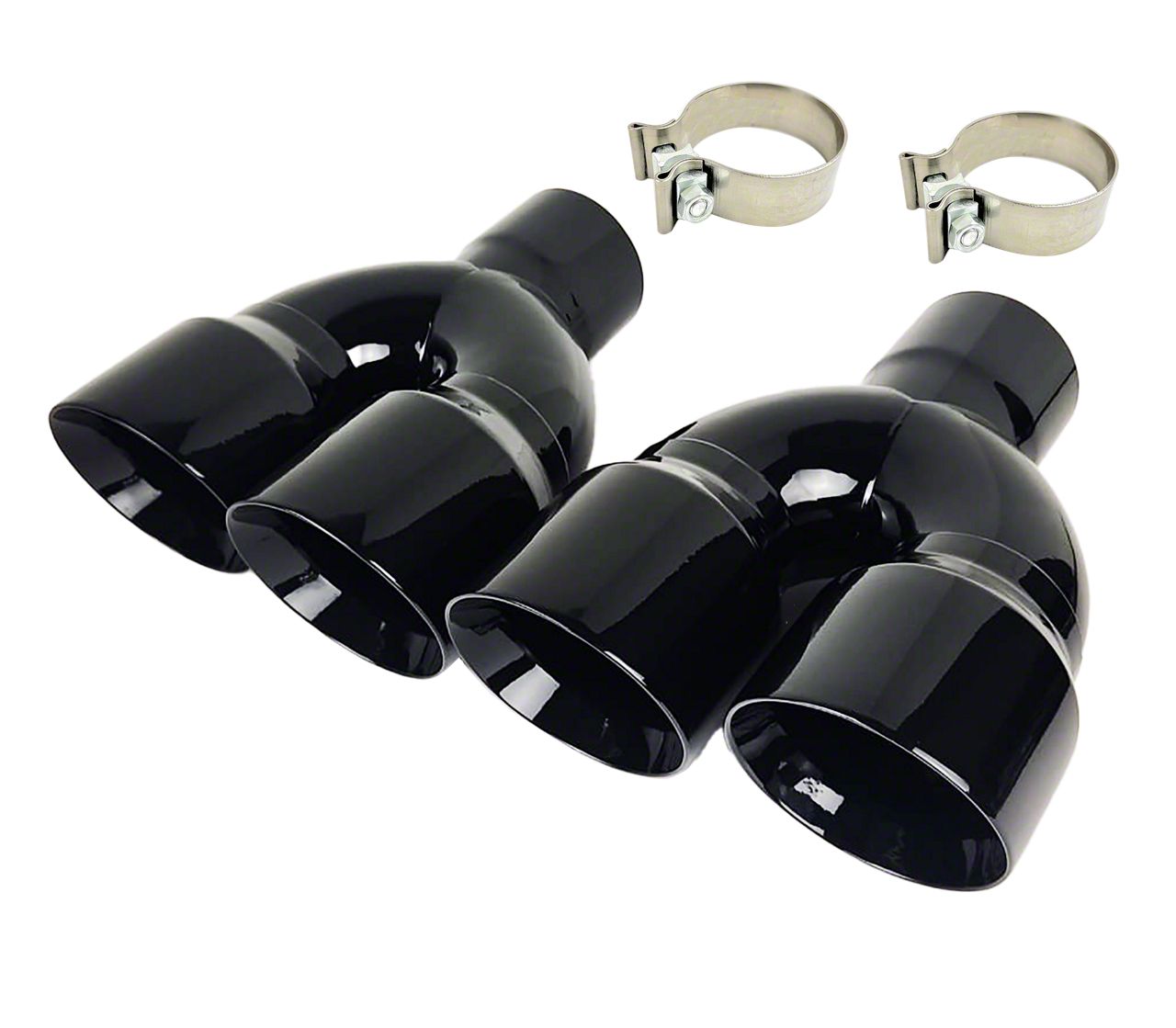 Tacoma Quad Staggered Slant Cut Exhaust Tips; 4-Inch; Gloss Black (Fits ...