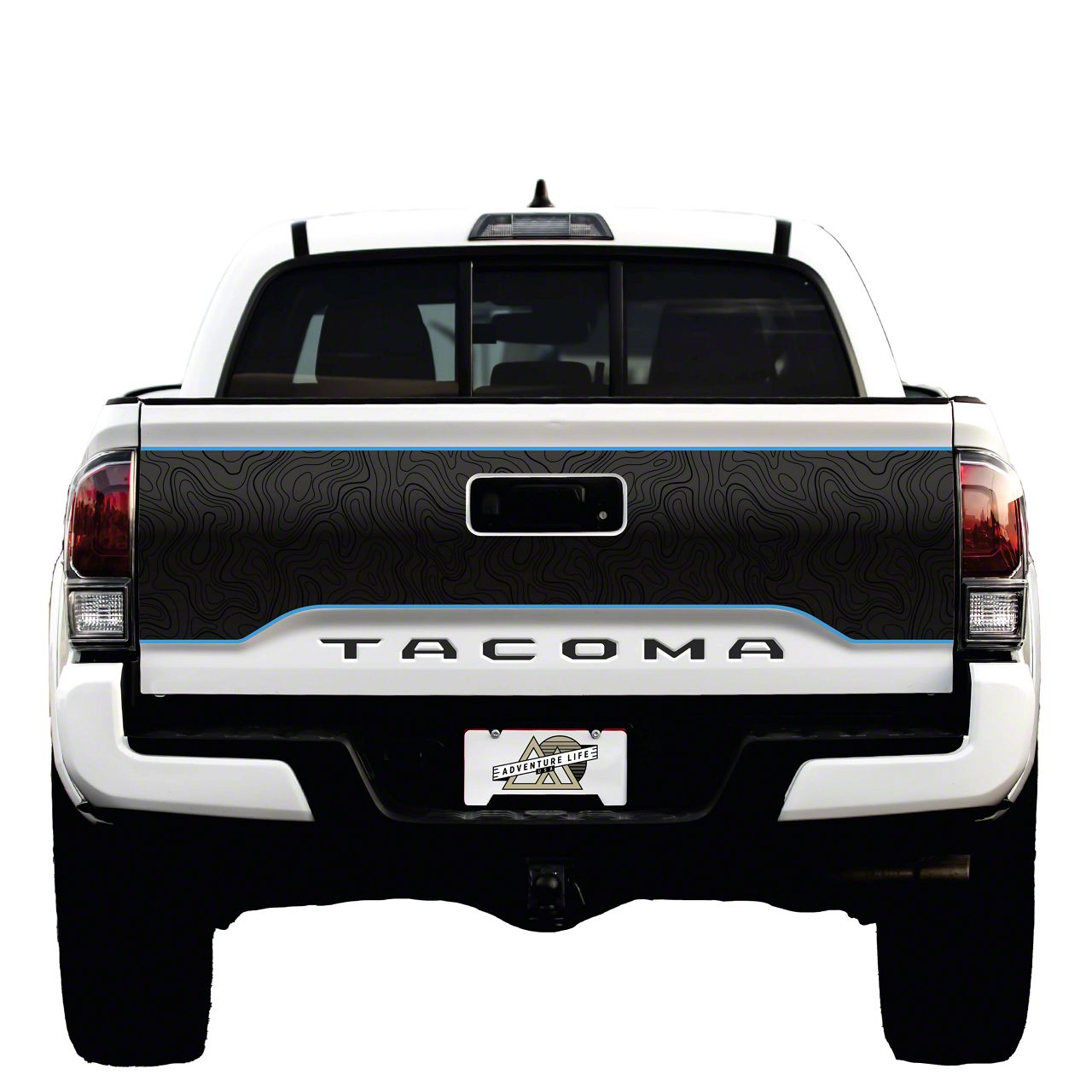 Tacoma Tailgate Graphic; Matte Black with Orange Outline (16-23 Tacoma ...