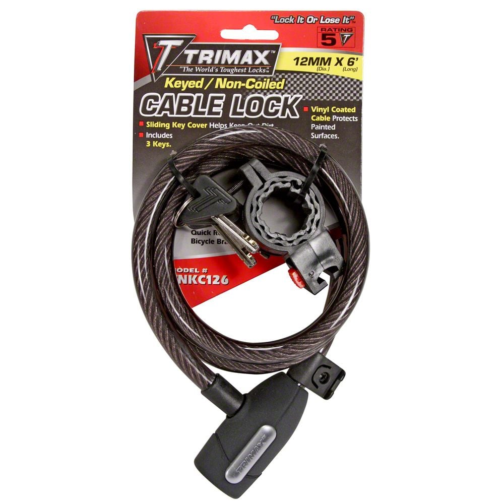 Tacoma TRIMAFLEX Non-Coiled Cable Lock with Quick Release Bracket; 6 ...