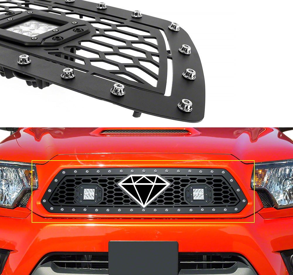 Tacoma Wire Mesh Rivet Style Upper Grille Insert with LED Lights; Black ...