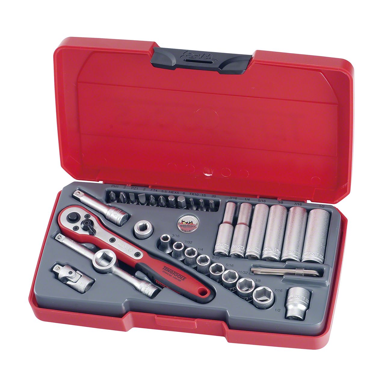 Teng Tools Universal XT 1/4-Inch Drive SAE 6-Point Regular/Shallow and ...
