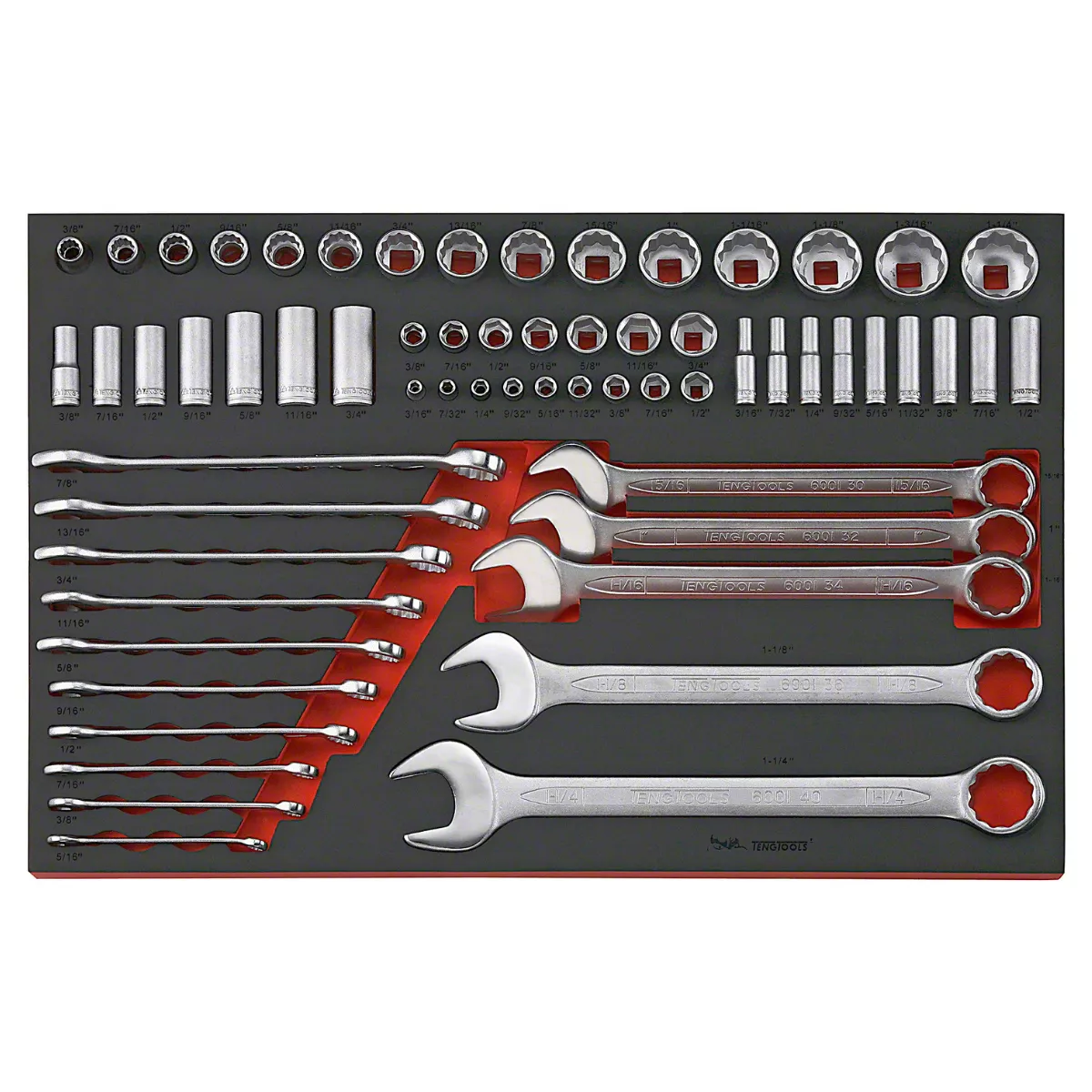 Teng Tools Universal XT SAE Combination Wrench and Regular/Deep Mixed ...