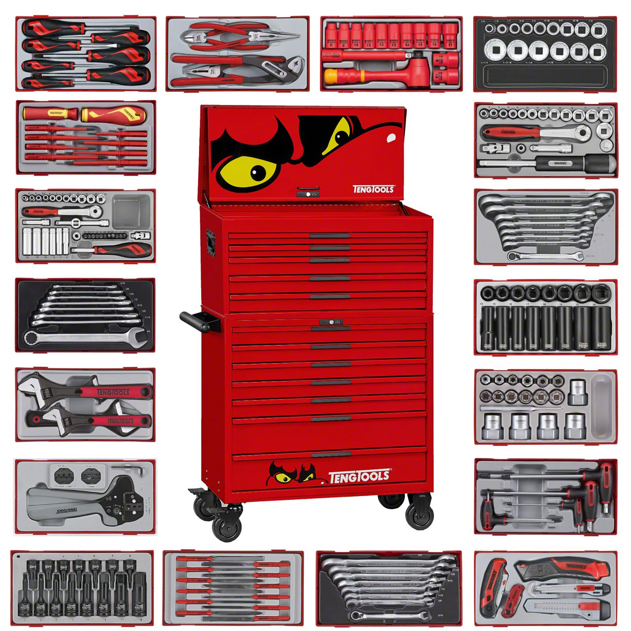 Teng Tools Universal XT 37-Inch PRO35 Red Mega Master 12-Drawer Mega ...