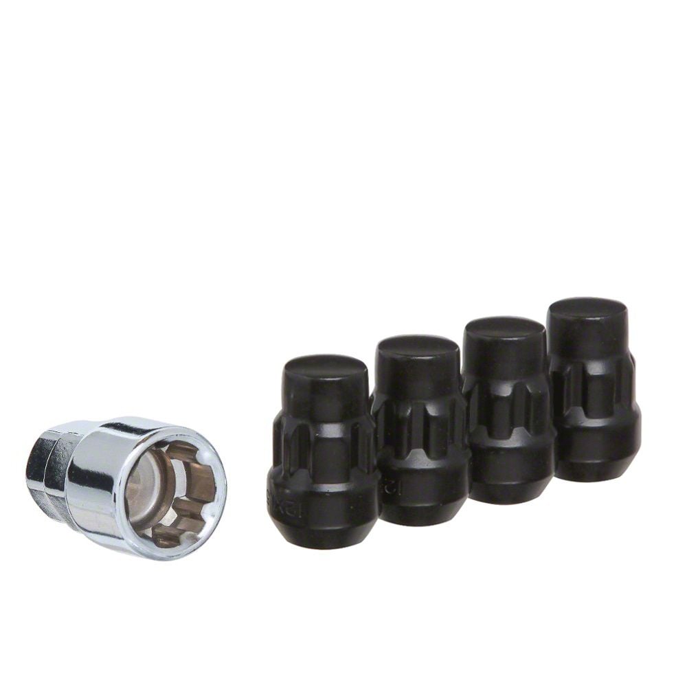 Titan Black Acorn Wheel Locks for Aftermarket Wheels; M12x1.25; Set of ...