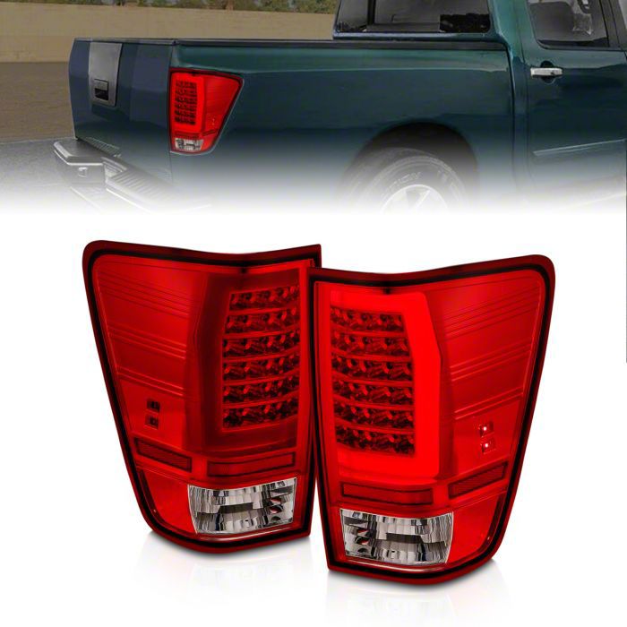 Titan C-Bar LED Tail Lights; Chrome Housing; Red Clear Lens (04-15 ...