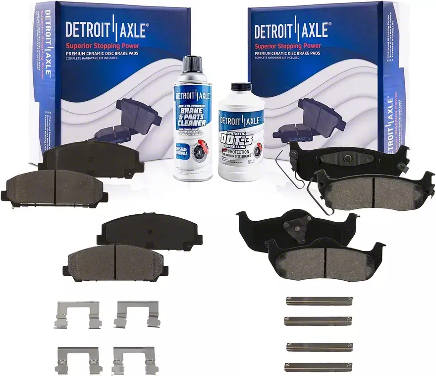 Titan Ceramic Brake Pads with Brake Fluid and Cleaner; Front and Rear ...