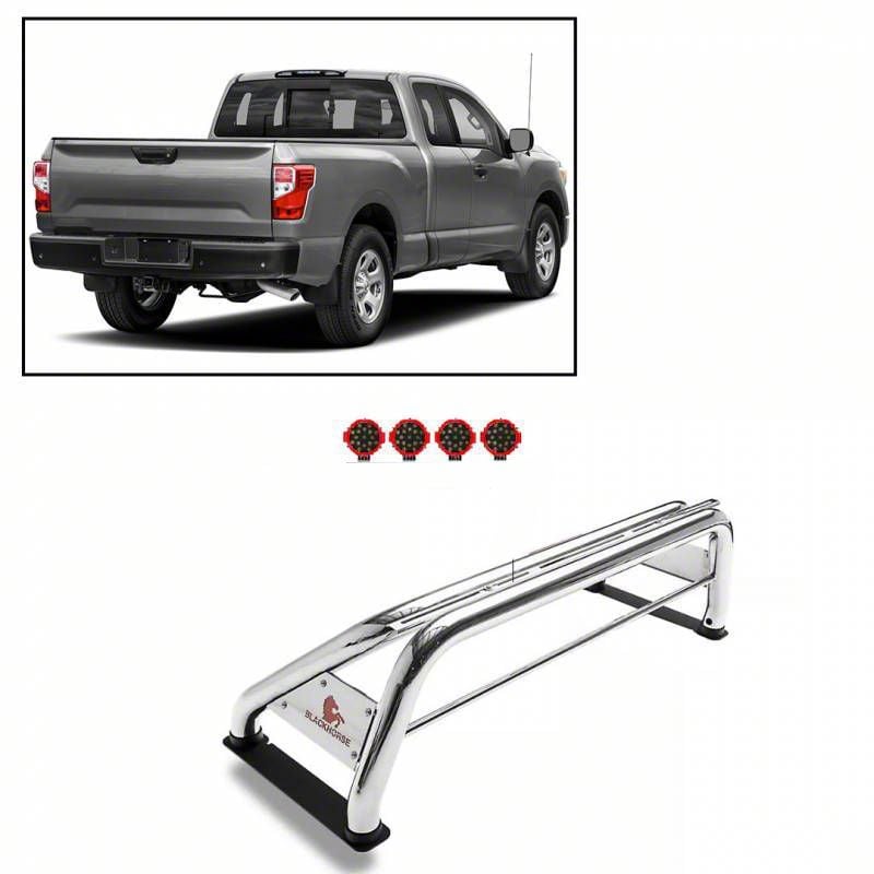 Titan Classic Roll Bar with 7-Inch Red Round LED Lights; Stainless ...