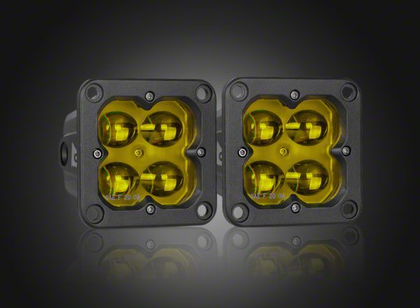 Titan Concept Series 3-Inch Flush Mount Yellow Cube LED Pod Lights; Fog ...