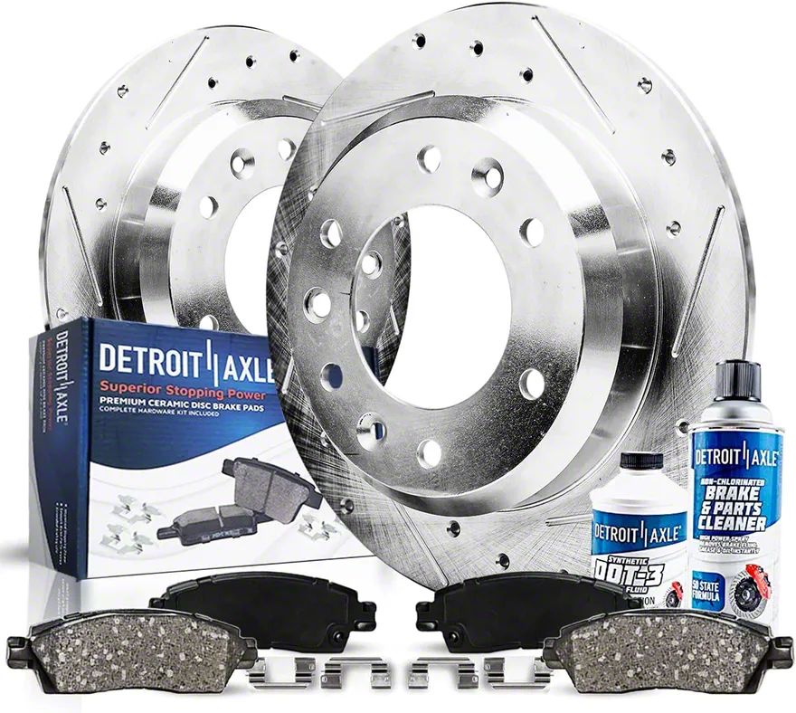 Titan Drilled and Slotted 6-Lug Brake Rotor, Pad, Brake Fluid and ...