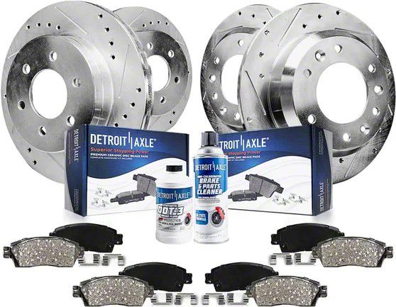 Titan Drilled and Slotted 6-Lug Brake Rotor, Pad, Brake Fluid and ...