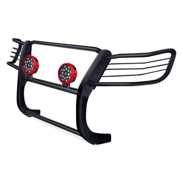 Titan Grille Guard with 7-Inch Red Round LED Lights; Black (04-15 Titan ...