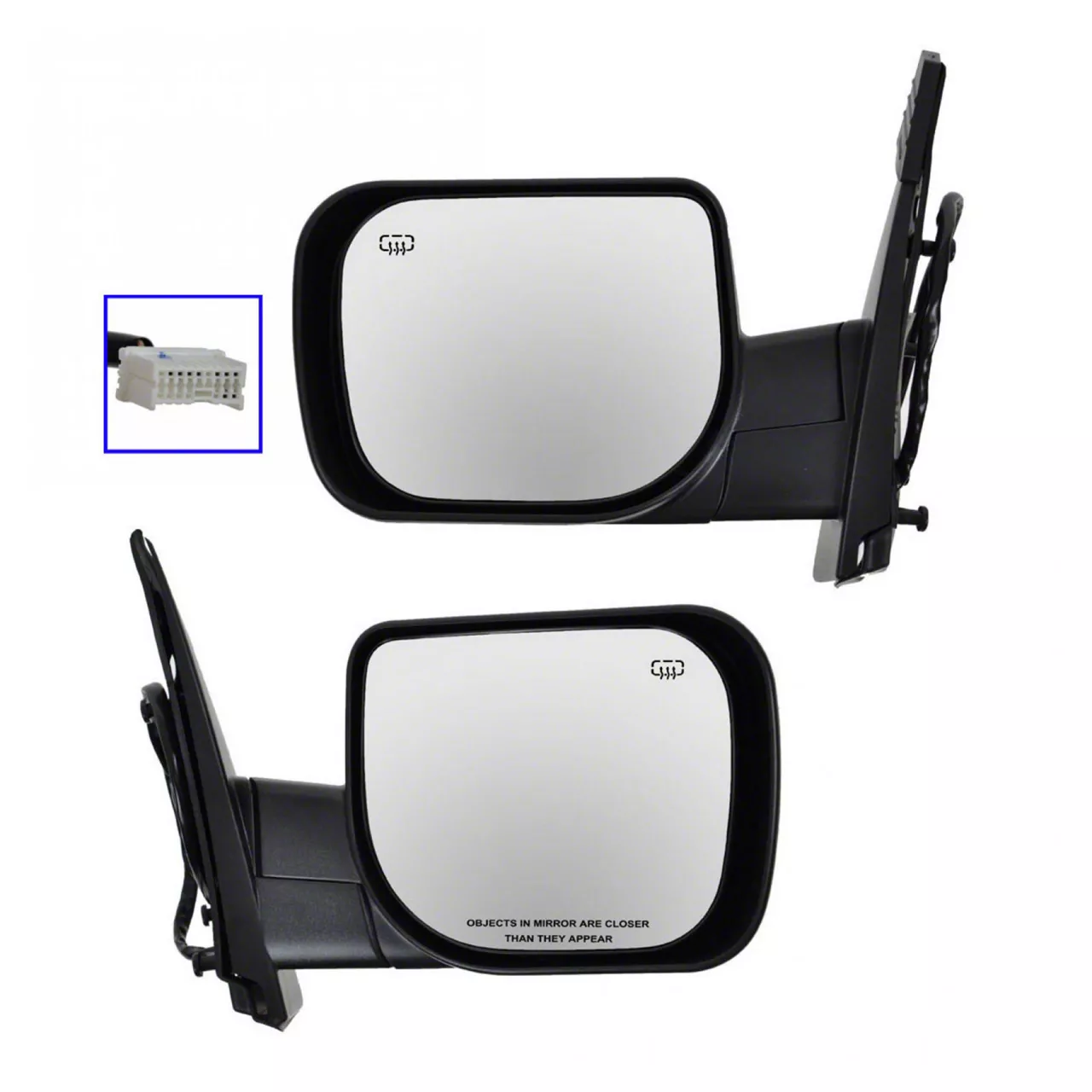 Titan Powered Heated Mirrors; Textured Black (08-14 Titan w/ Memory ...