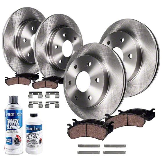 Titan Vented 6-Lug Brake Rotor, Pad, Brake Fluid and Cleaner Kit; Front ...