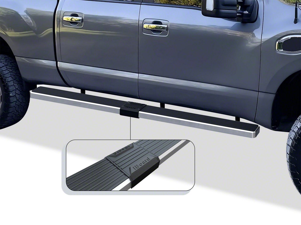 Titan XD 6-Inch Wheel-to-Wheel Running Boards; Hairline Silver (16-24 ...