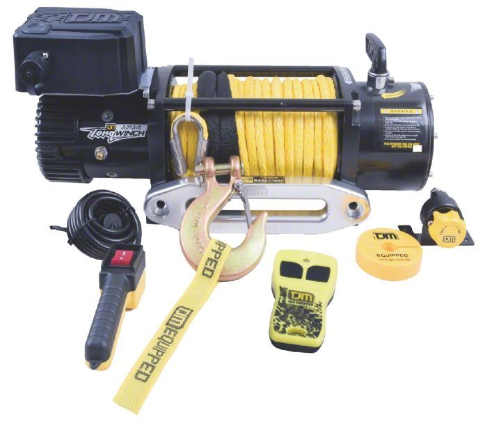 TJM Jeep Wrangler Torq 12,000 lb. Winch with Yellow Synthetic Rope ...