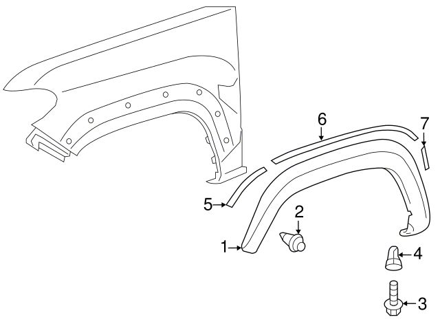 Toyota Tacoma TRD Off-Road/Pro Fender Flare; Front Passenger Side 75871 ...