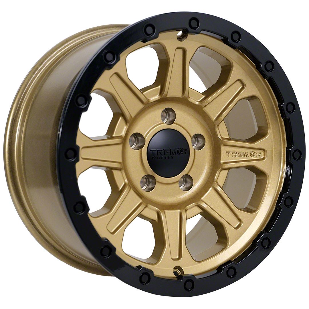 Tremor Wheels Jeep Wrangler 103 Impact Gloss Gold with Gloss Black Lip ...