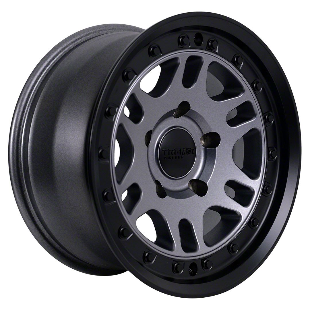 Tremor Wheels Jeep Wrangler 105 Shaker Graphite Grey with Black Lip Wheel; 17x8.5; 0mm Offset ...