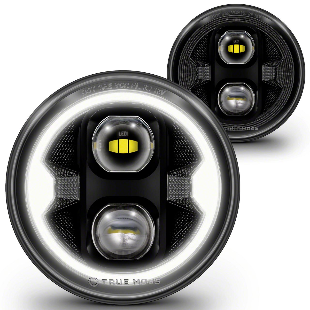 True Mods Jeep Wrangler 7-Inch LED Halo Headlights with Turn Signals ...