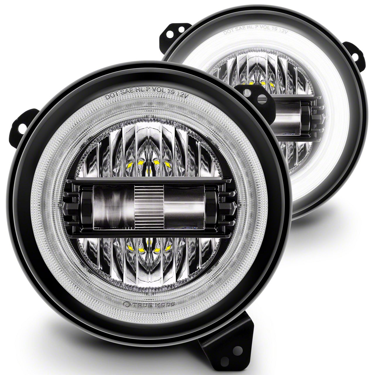 True Mods Jeep Wrangler 9-Inch LED Dual Halo Hedlights; Black Housing ...