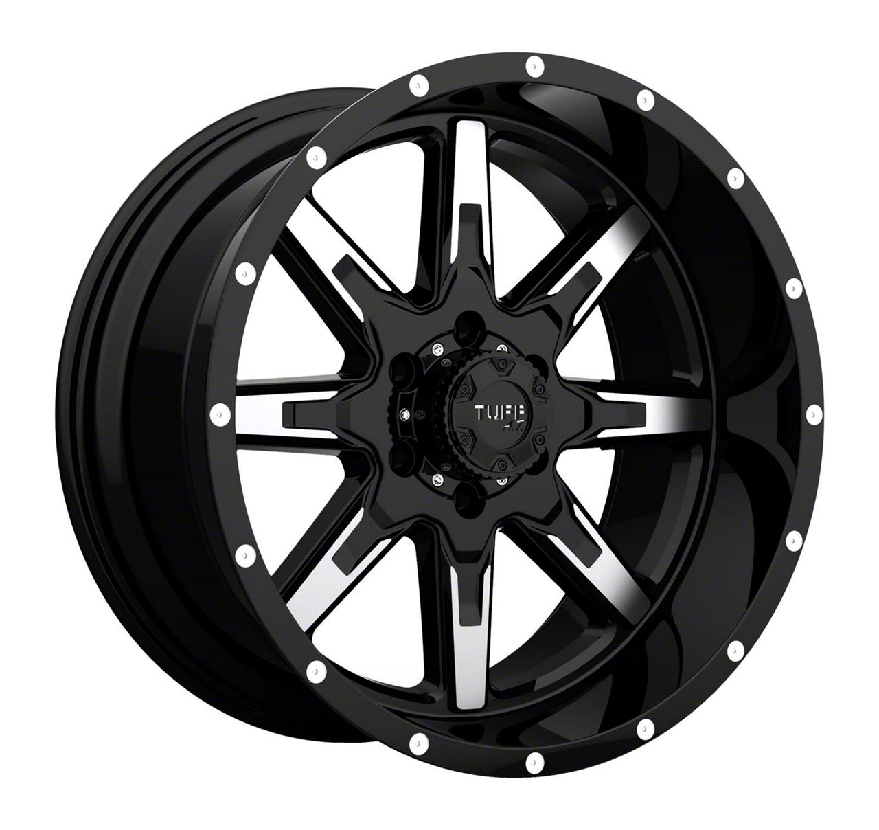 Tuff A.T. Titan T15 Gloss Black with Machined Face 6-Lug Wheel; 20x10 ...