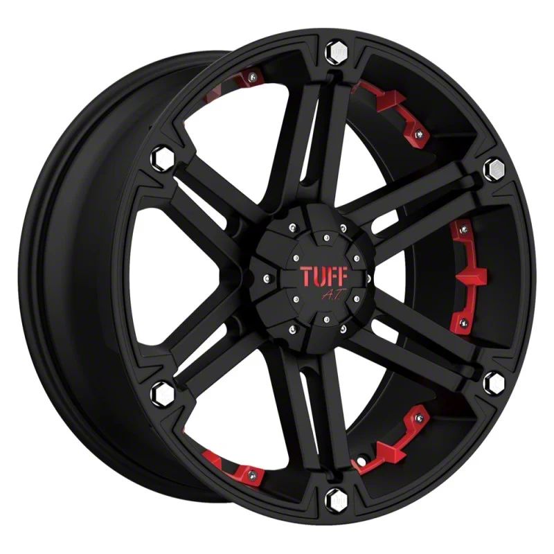 Tuff A.T. Toyota 4-Runner T01 Flat Black with Red Inserts 6-Lug Wheel ...