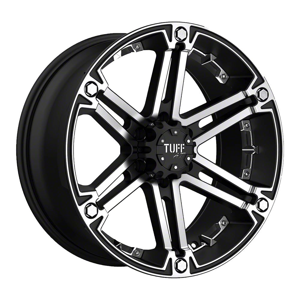 Tuff A.T. Bronco T01 Flat Black with Machined Face 6-Lug Wheel; 18x9 ...