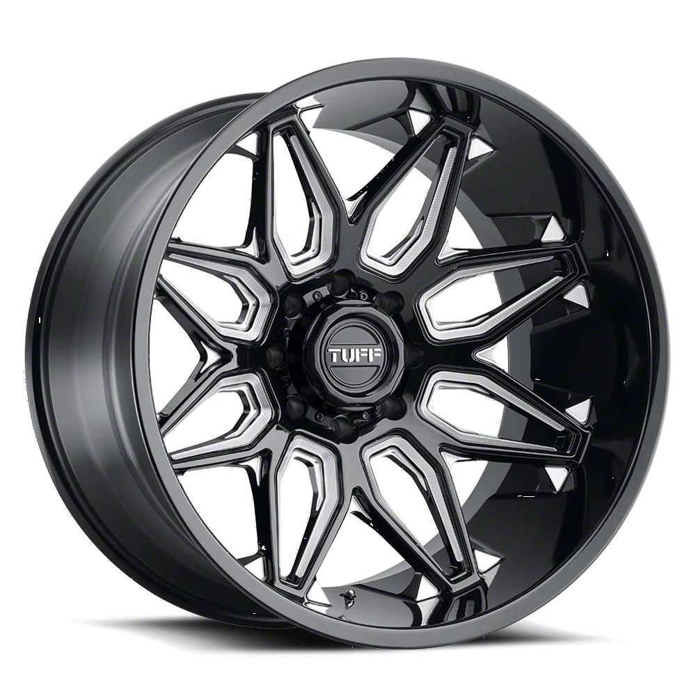 Tuff A.T. Jeep Wrangler T3B Gloss Black with Milled Spokes Wheel; 24x14 ...