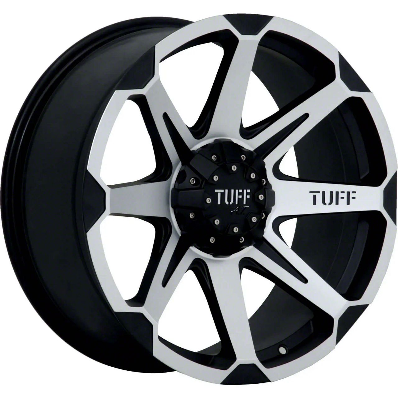 Tuff A.T. Jeep Wrangler T05 Flat Black with Machined Face Wheel; 22x10 ...