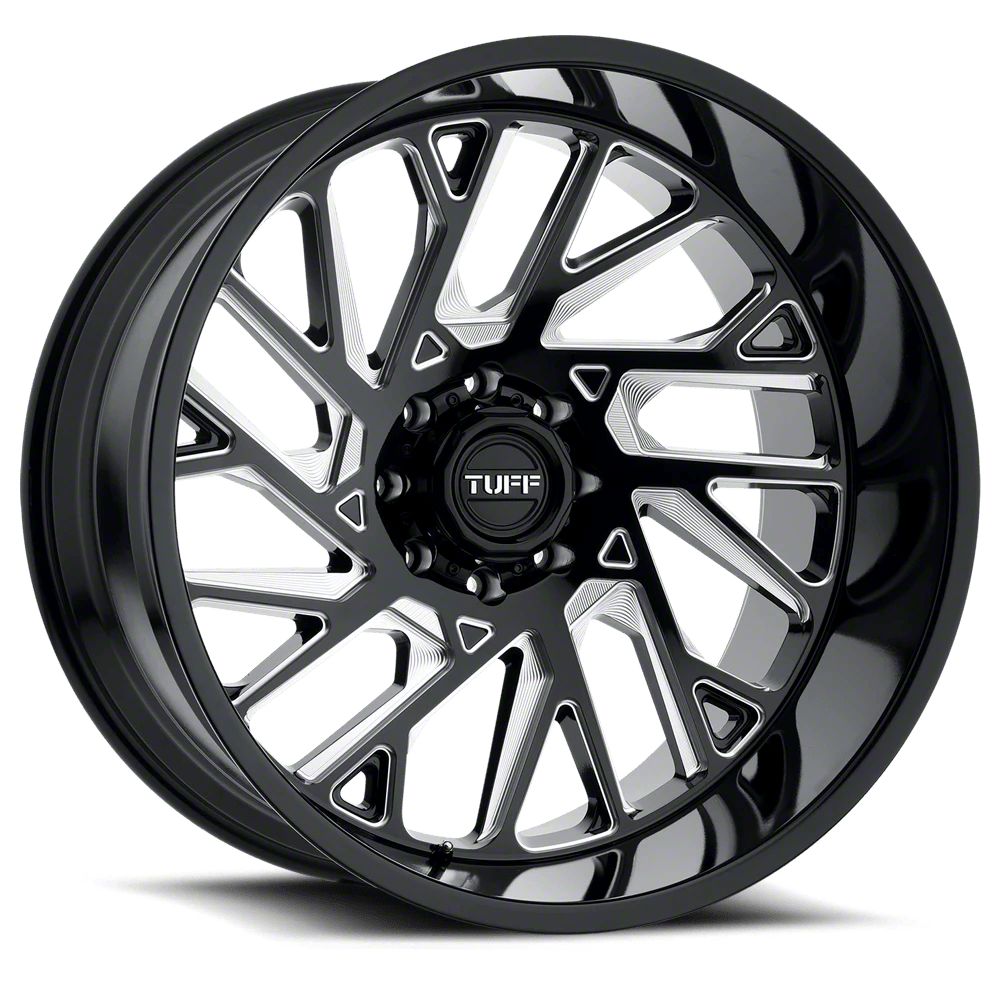 Tuff A.T. Jeep Wrangler T4B Gloss Black with Milled Spokes Wheel; 24x14 ...