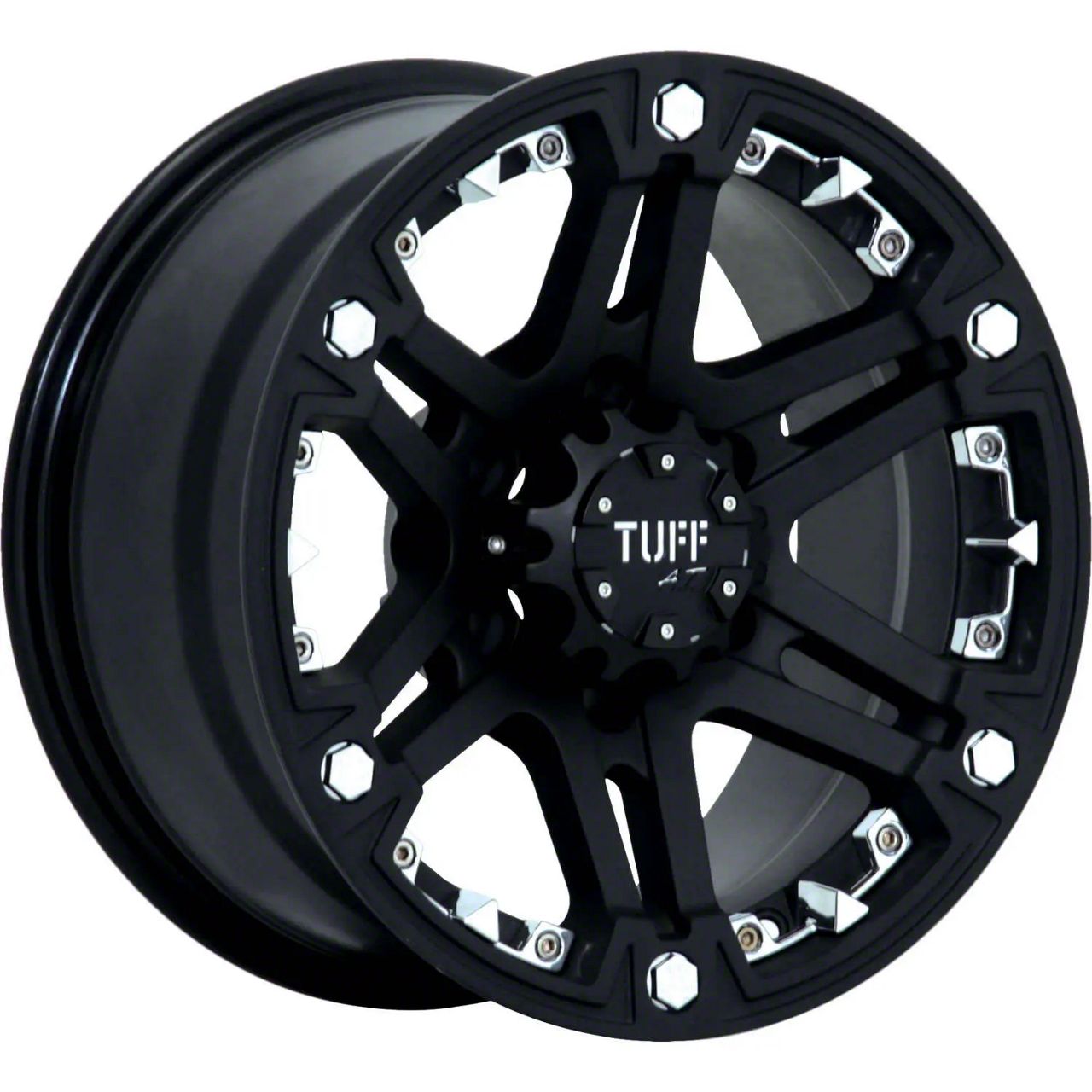 Tuff A.T. Jeep Wrangler T01 Silver with Brushed Silver Face Wheel; 22x9 ...