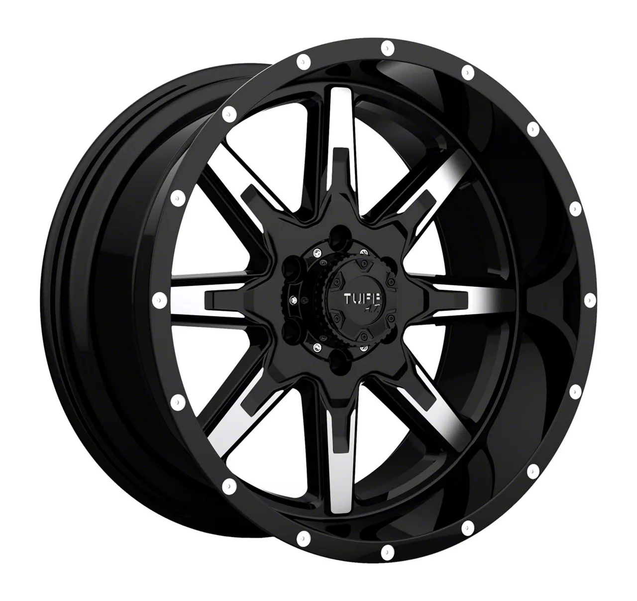 Tuff A.T. Tacoma T15 Gloss Black with Machined Face 6-Lug Wheel; 20x10 ...