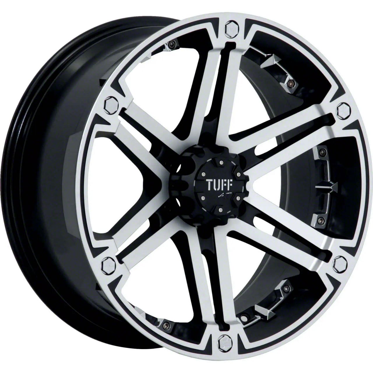 Tuff A.T. Titan T01 Flat Black with Machined Face and Chrome Inserts 6 ...