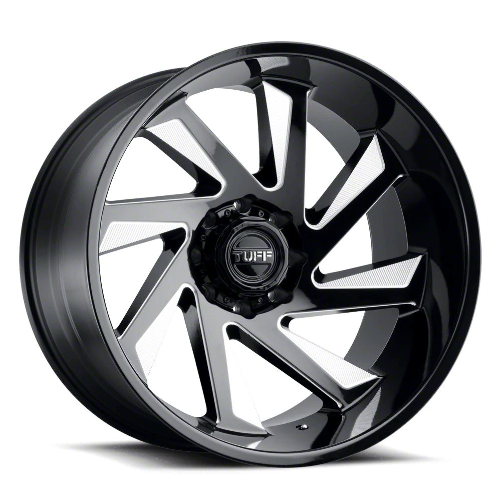 Tuff A.T. Tundra T1B Gloss Black with Milled Spokes 6-Lug Wheel; 24x14 ...