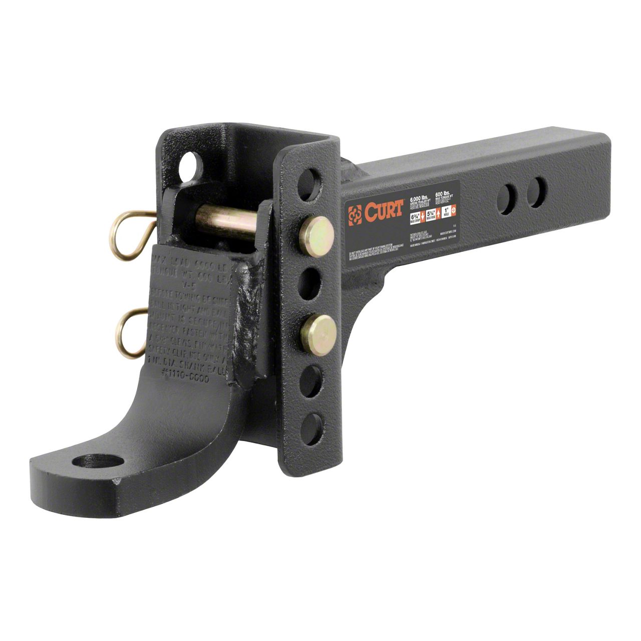 Tundra 2-Inch Receiver Hitch Adjustable Channel Ball Mount; 6-3/4-Inch ...