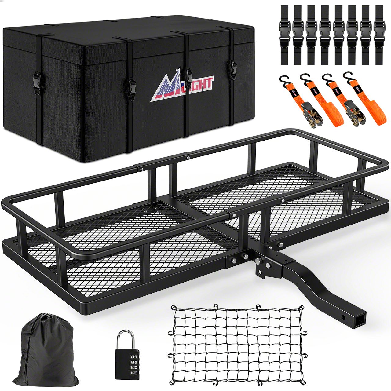 Tundra 2-Inch Receiver Hitch Mounted Cargo Carrier Kit; 60-Inch x 20 ...