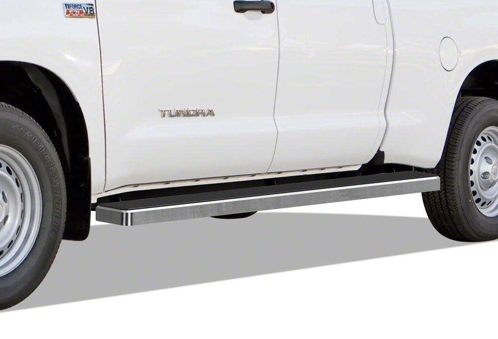 Tundra 5-Inch iStep Wheel-to-Wheel Running Boards; Hairline Silver (07 ...